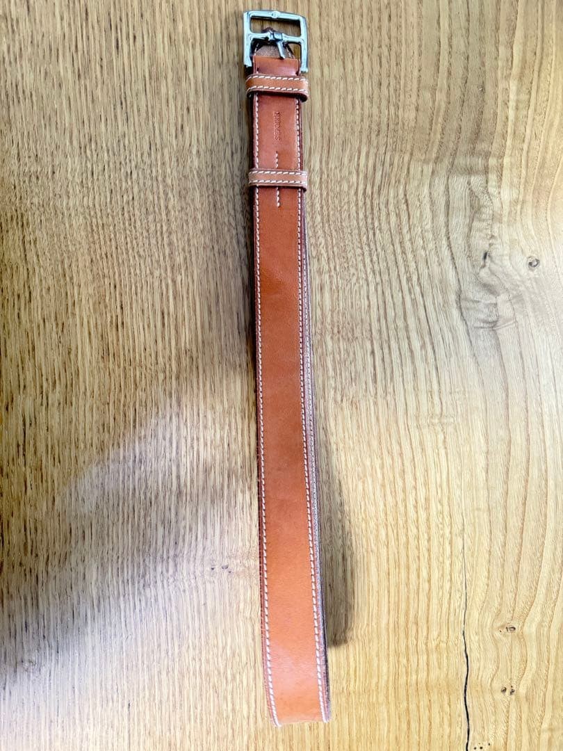 Auth HERMES Designer Belt Etrivieres Leather Unisex Beige 90cm 3.2cm ...