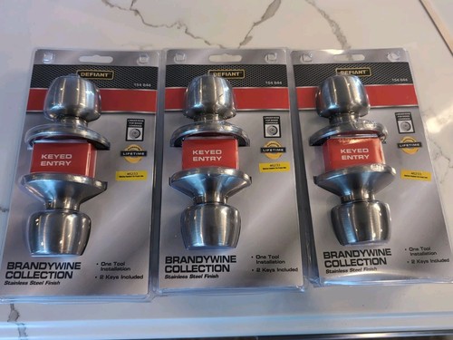 3x Matching Keyed Defiant Brandywine Entry Door Knob in Stainless Steel 154 644 | eBay