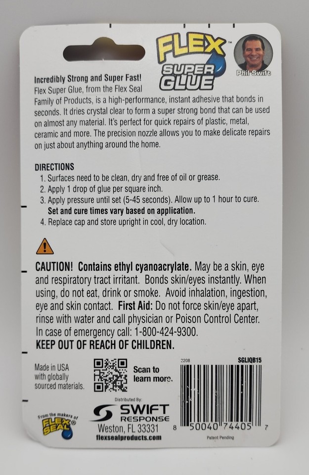 2 Pack Flex Super Glue 15g Bottle Clear Instant Bond Quick Dry - Liquid ...