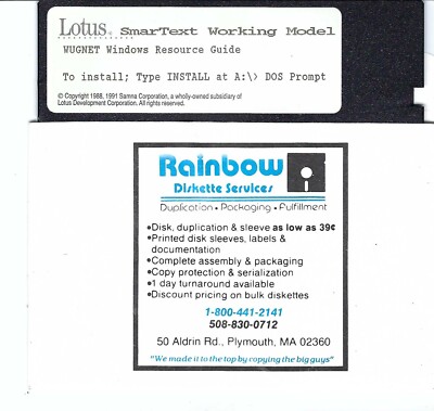 ITHistory (1991) IBM PC Software: LOTUS SmarText Working Model 5.25 ...