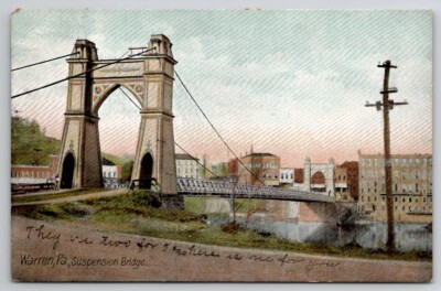 Warren PA Suspension Bridge 1907 To Kane Pennsylvania Postcard X27 | eBay