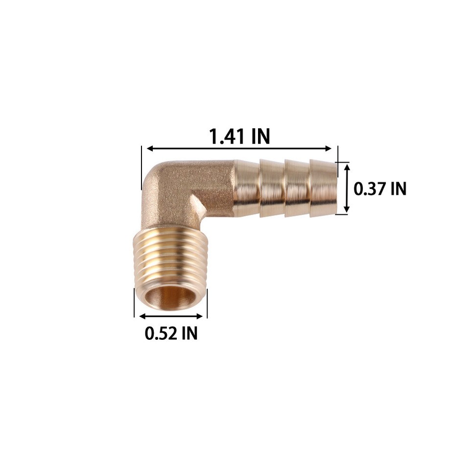 90 Degree Brass Right Angle Elbow Barb Fuel Hose L Joiner Connector ...