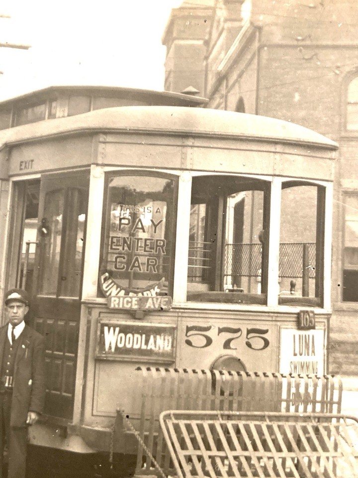 LUNA AMUSEMENT PARK CLEVELAND TROLLEY CAR WOODLAND AVE FERRIS WHEEL ...