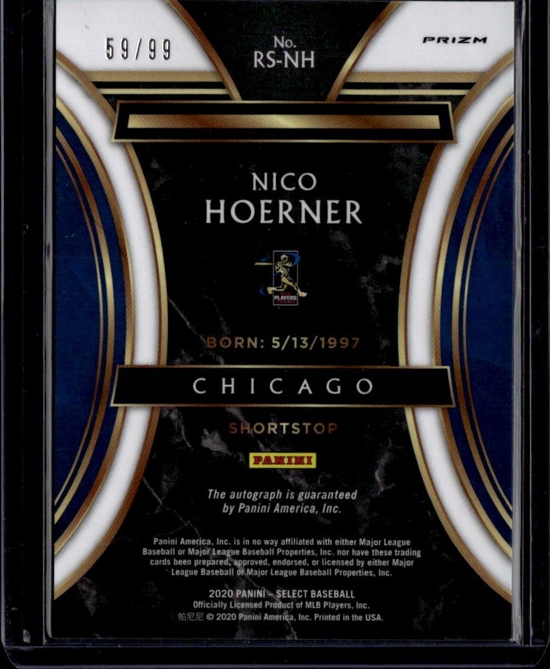 2020 Panini Select #RS-NH Nico Hoerner Rookie Signatures Near mint or ...