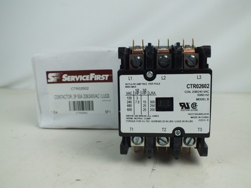 Service First Trane Contactor 3p 50a 208/240vac / lugs CTR02602 for ...