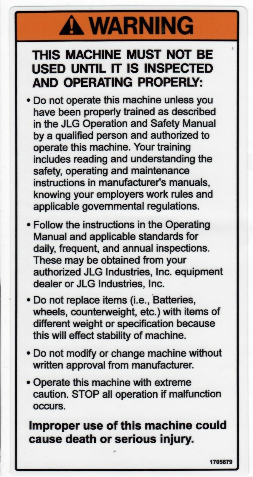 JLG 2902522, Universal SCISSOR LIFT DECAL KIT - AERIAL SAFETY DECAL KIT ...