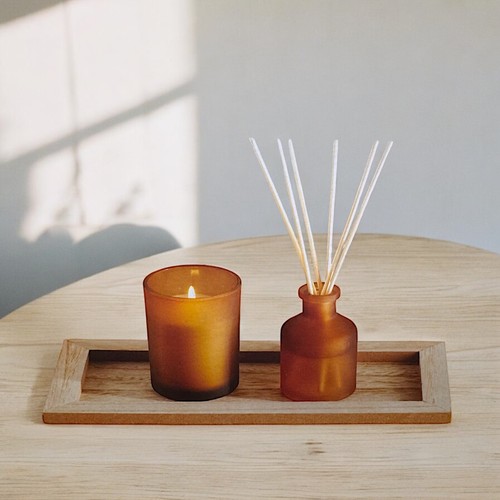 Decorative Fragrance Reed Diffuser & Scented Candle Set With Wooden ...