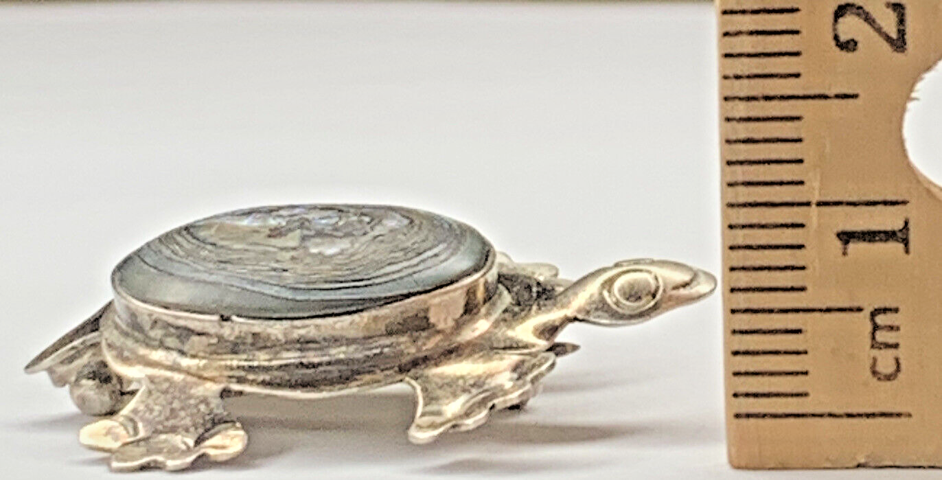 Vintage Sterling 925 Mexico Abalone Shell Smiling Turtle Tortoise 1.5 ...