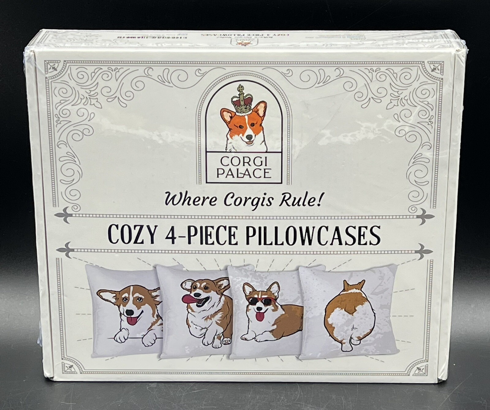 NEW SEALED Corgi Palace Corgi Cozy 4 Piece Pillowcase Set Corgi Butt 18 ...