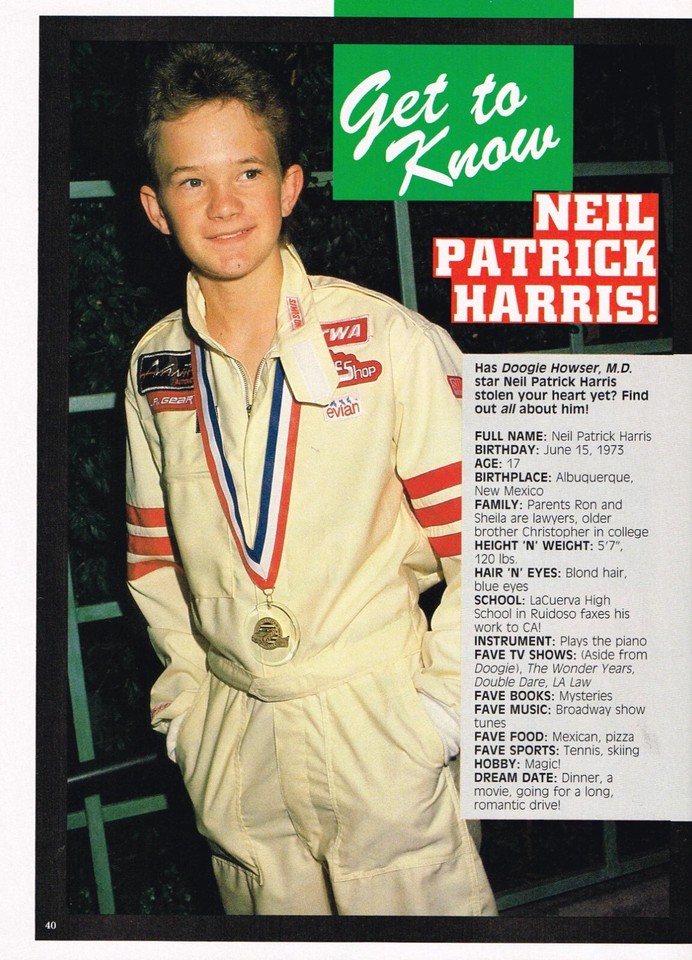 Neil Patrick Harris - 11" x 8" Teen Magazine Pinup Mini-Poster 1990 | eBay