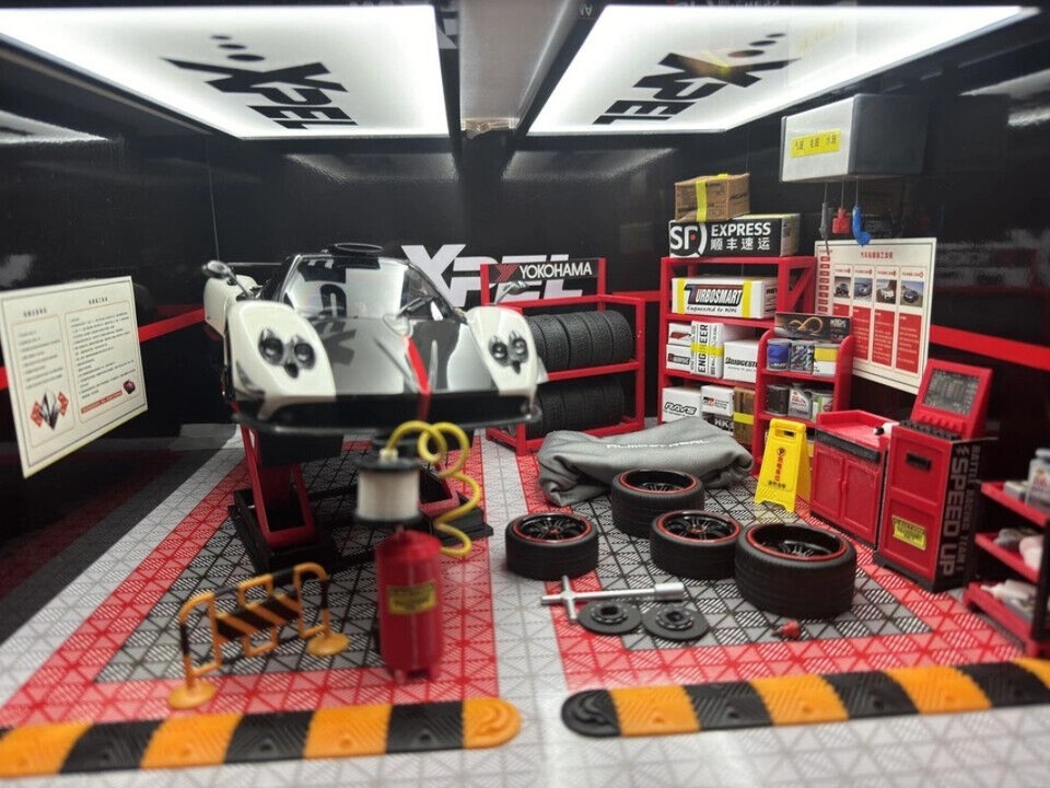Diorama 1/18 Car Repair Model Set Garage Tuning Model Scene Accessory ...