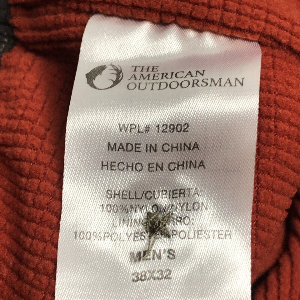 American Outdoorsman Ripstop Men Fleece Lined Cargo Pants 38x32 Hiking ...