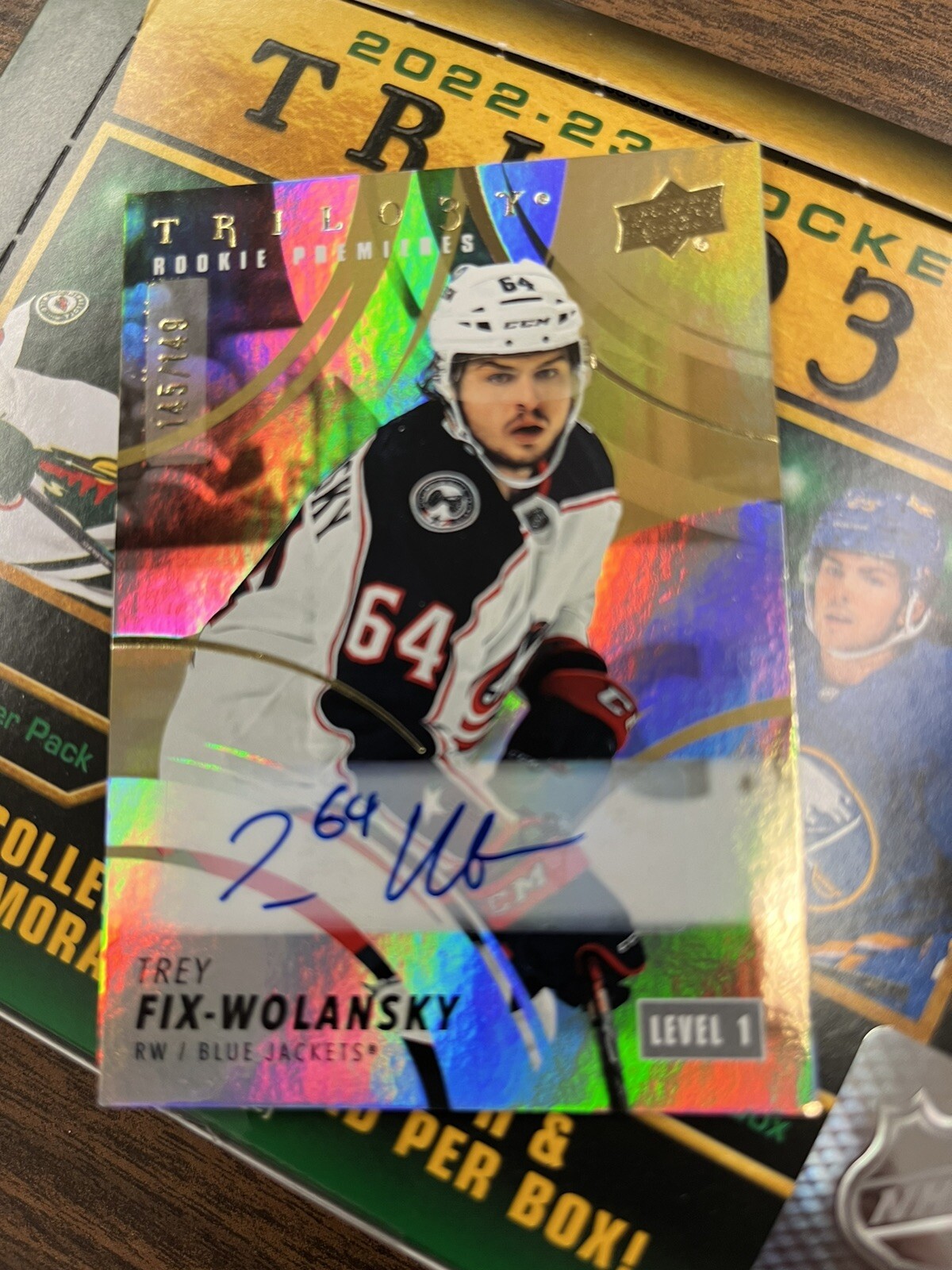 2022-23 Upper Deck Trilogy Trey Fix-Wolansky RC Rookie Auto Level 1 / ...
