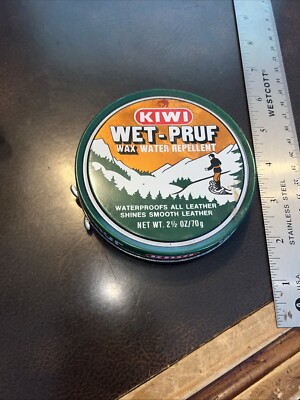 HTF Vintage Kiwi Wet-Pruf Water Repellent Boot Wax Polish Tin | eBay