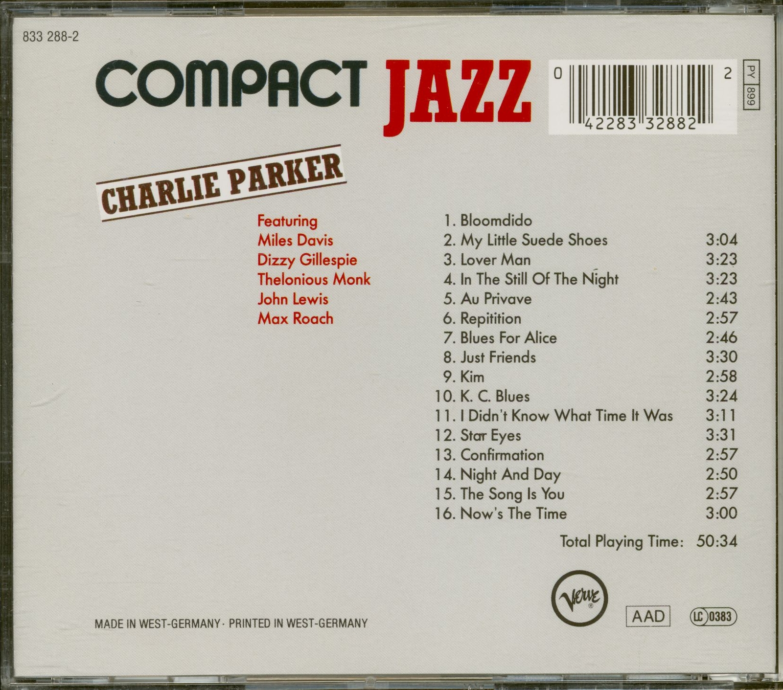 Compact Jazz: Charlie Parker by Charlie Parker (Sax) (CD, Nov-1987 ...