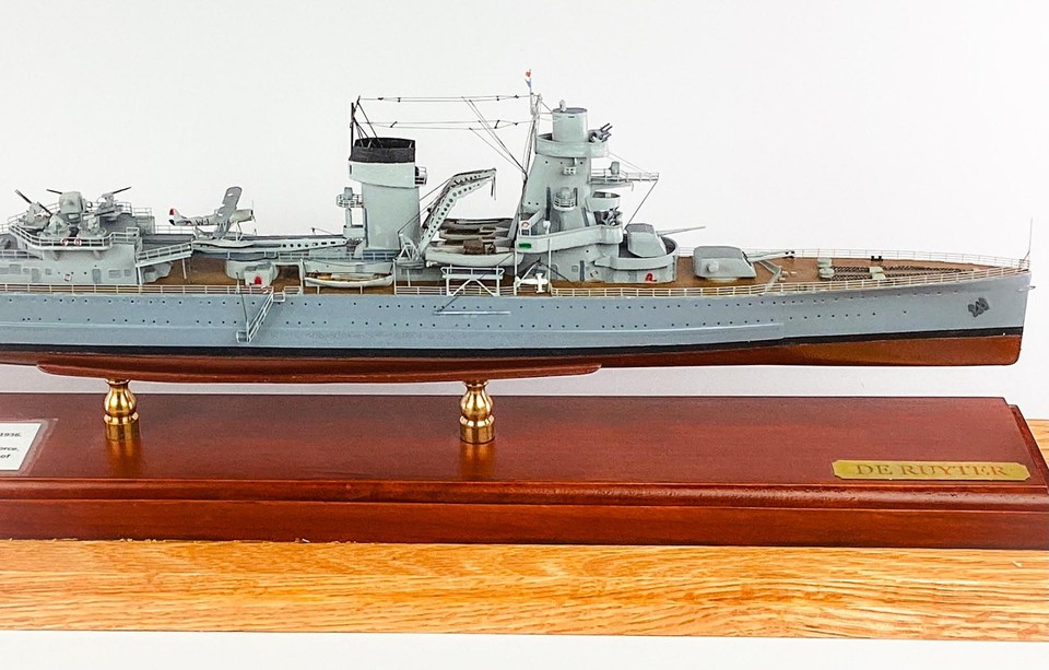 HNLMS De Ruyter Museum Quality Built-Up Model Ship Kit & Display Case ...