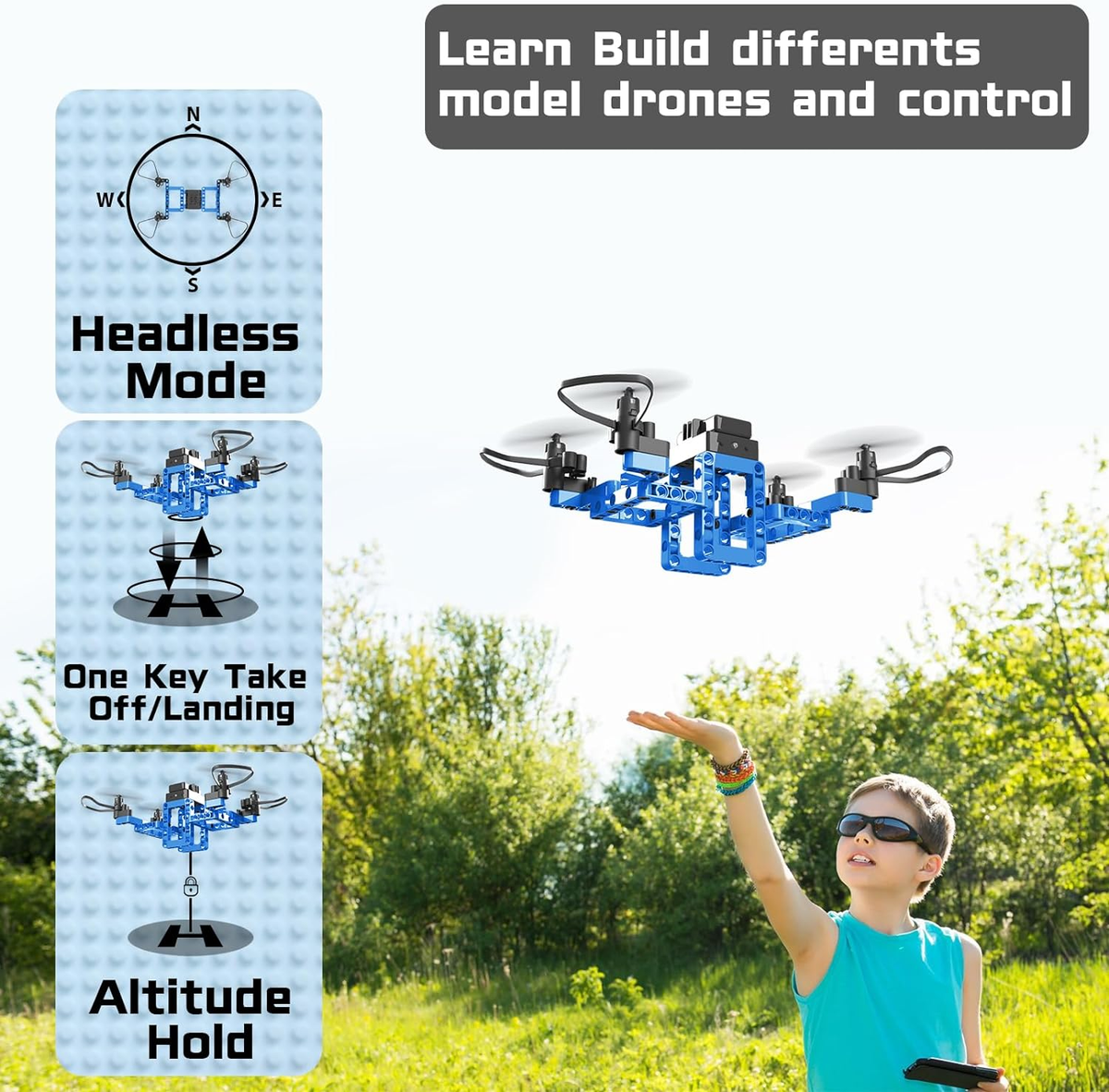 Beginner Drone With 2.4GHz Remote 3-in-1 STEM Building Drone Kit For ...