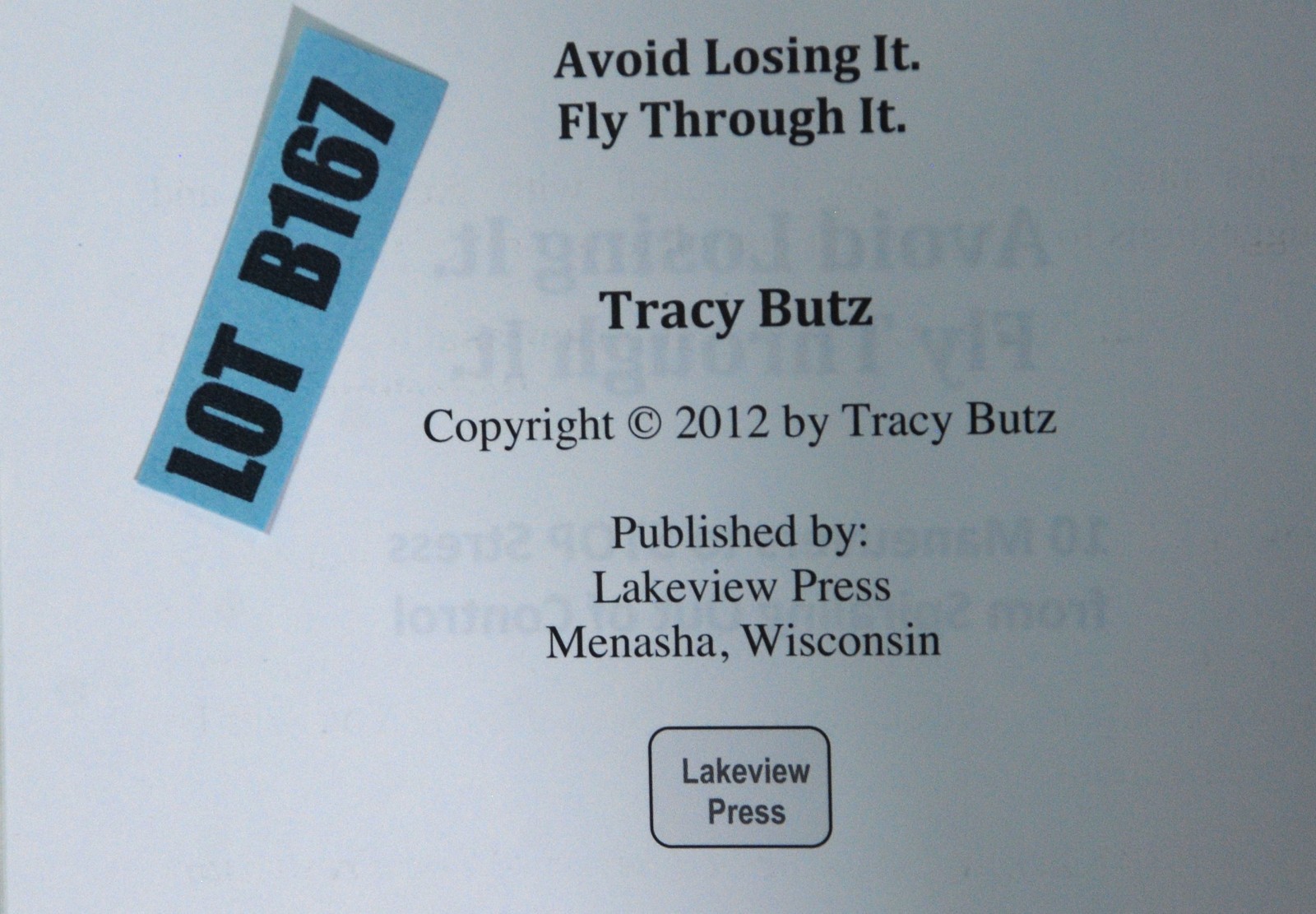 SIGNED Tame The Turbulence By Tracy Butz 2012 Paperback BOOK LOT B167 ...