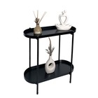 2 Tier Black Metal Contemporary Side Table End Table 2 Tier Oval Drink ...