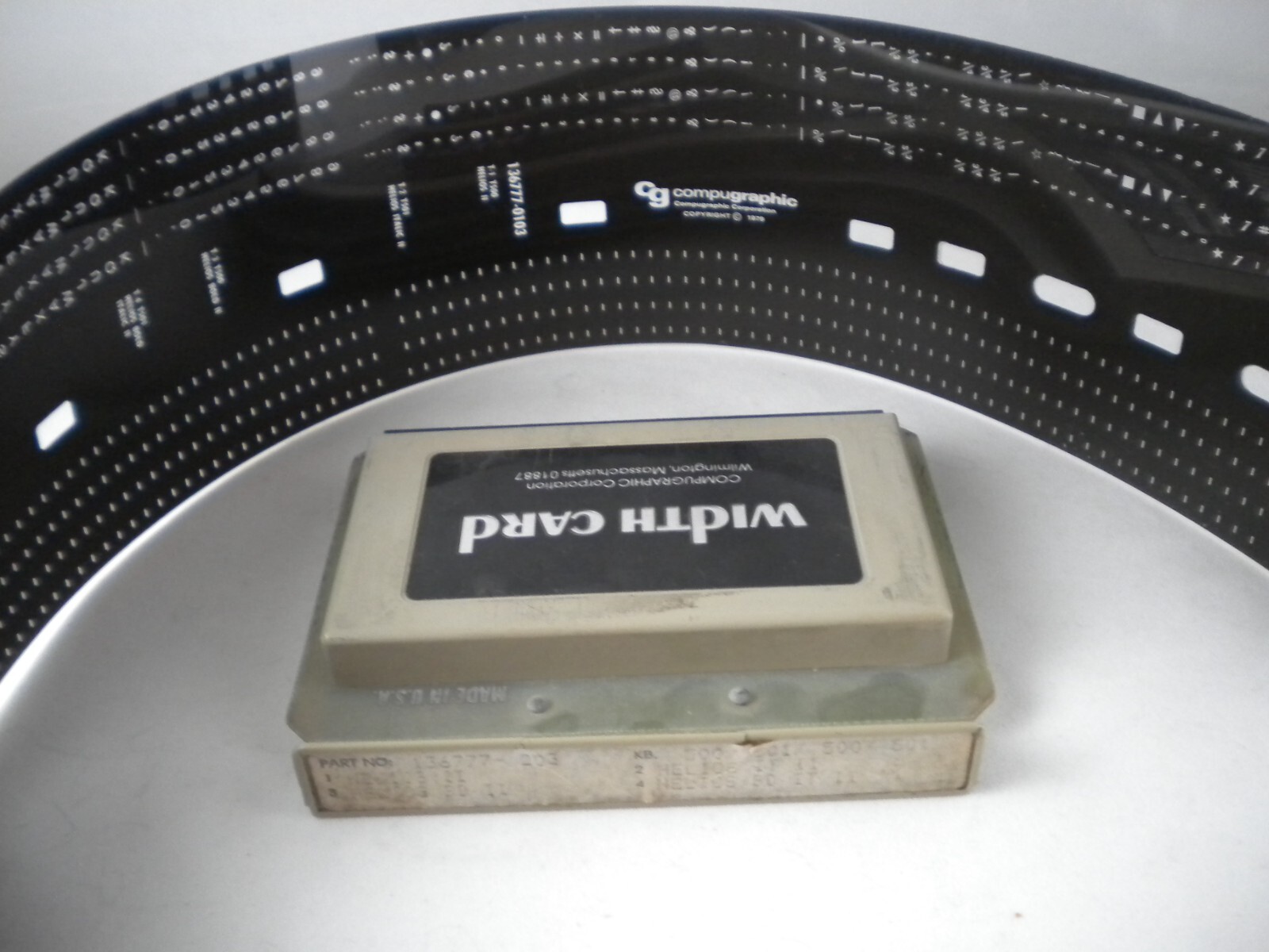 COMPUGRAPHIC TYPESETTING 1978 Computer FONT Width Card & Film Strip ...