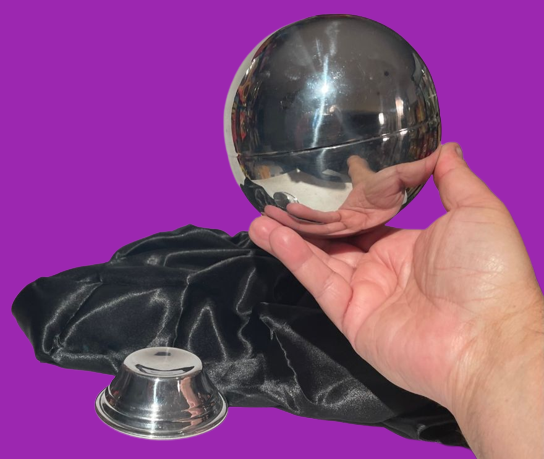 6" SILVER ZOMBIE BALL + STAND Floating Magic Trick Metal Rod Gimmick ...