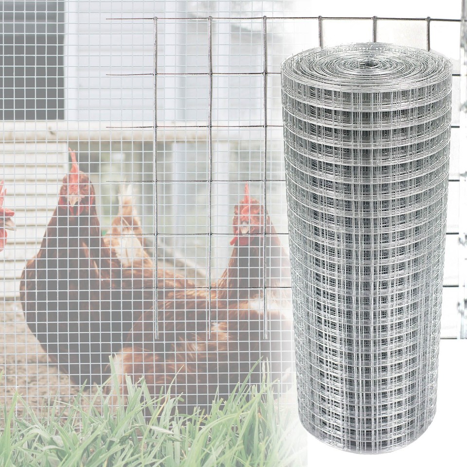 Galvanised Welded Wire Mesh 1"x1" Aviary Chicken Rabbit Run Garden ...