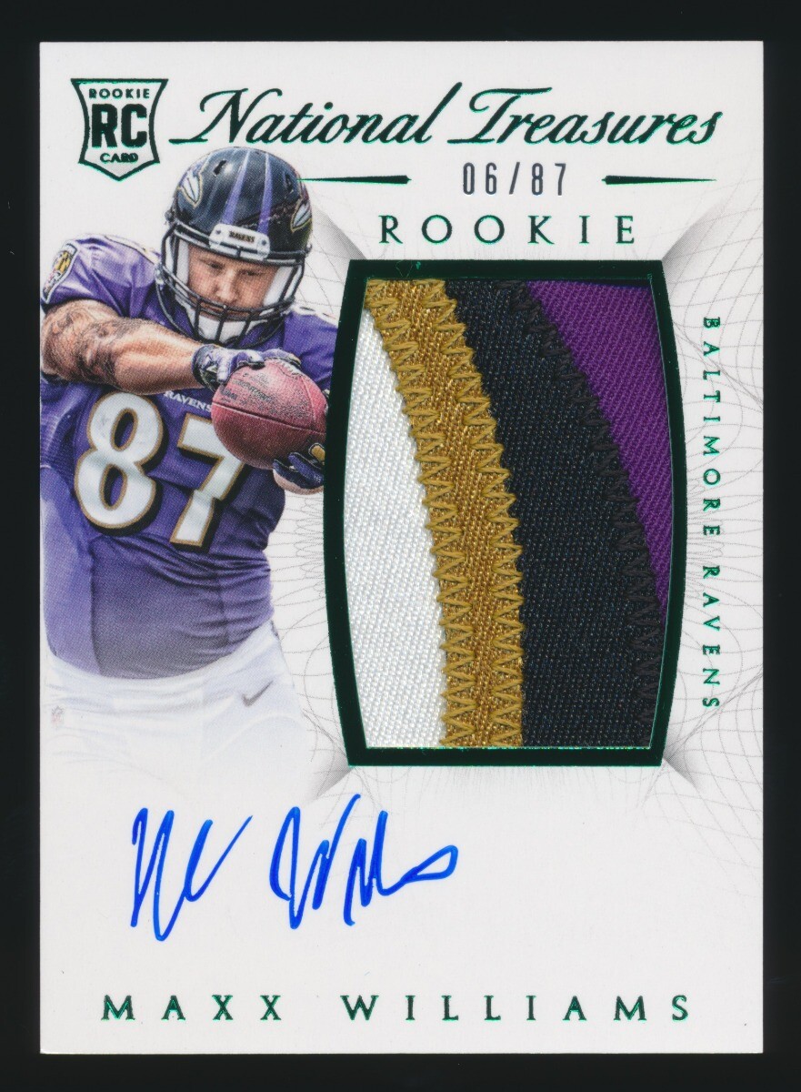 MAXX WILLIAMS 2015 PANINI NATIONAL TREASURES EMERALD PATCH AUTO RC /87 ...