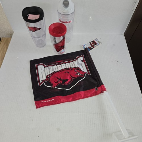 Arkansas Razorbacks Tervis Tumblers Lot Of 3 And 1 Car Flag Go Hogs ...