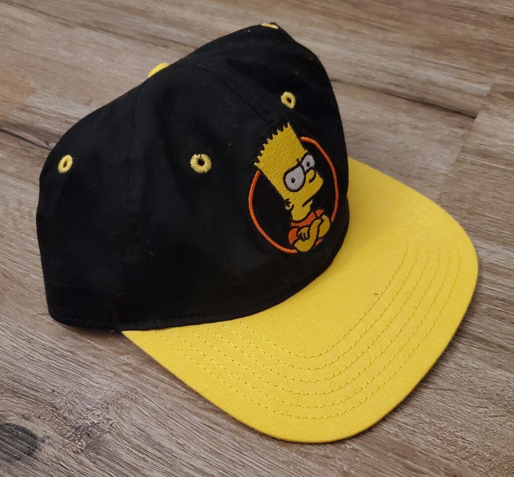 Retro Angry Bart Simpson Ball Cap Black and Yellow Sn… - Gem