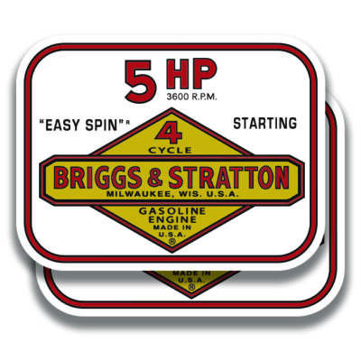 5 HP BRIGGS AND STRATTON DECALs 2 Stickers Motor Bogo Vintage Car ...
