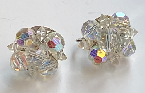 Vintage Coro Austrian AB Crystal Signed Clip-on Earrings - Free ...