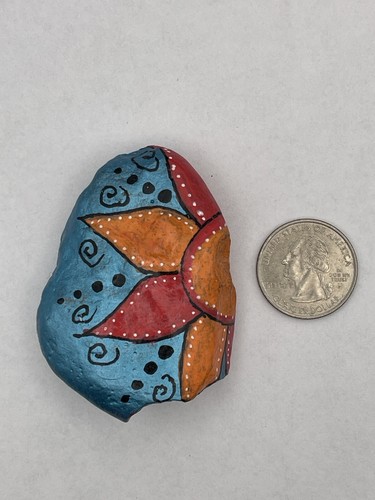 Orange and Red Flower, Painted Rock, Stone Painting, Kindness Rocks | eBay