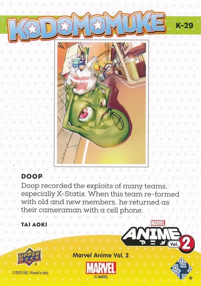 K-29 DOOP 2023 Upper Deck Marvel Anime Vol 2 KODOMOMUKE X-MEN X-STATIX ...