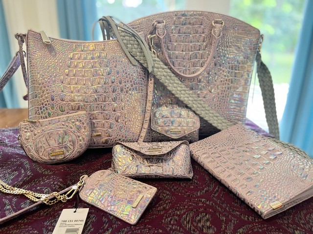 Brahmin Violet Wonderland Melbourne Leather Large Duxbury Satchel Bag ...