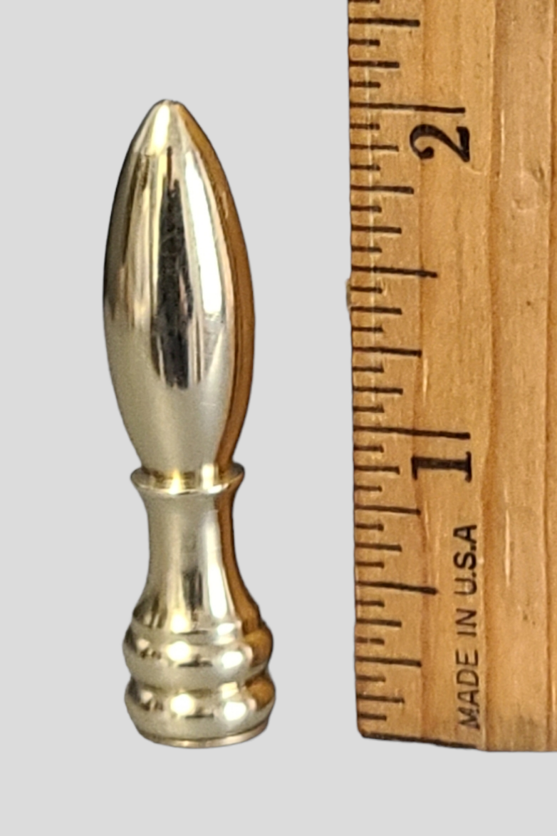 New Polished Brass Bullet Form Lacquered Lamp Finial 2''High W/Reducer ...