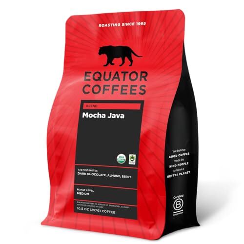 Equator Coffees, Mocha Java Blend, Organic Ground Coffee, Medium Dark ...