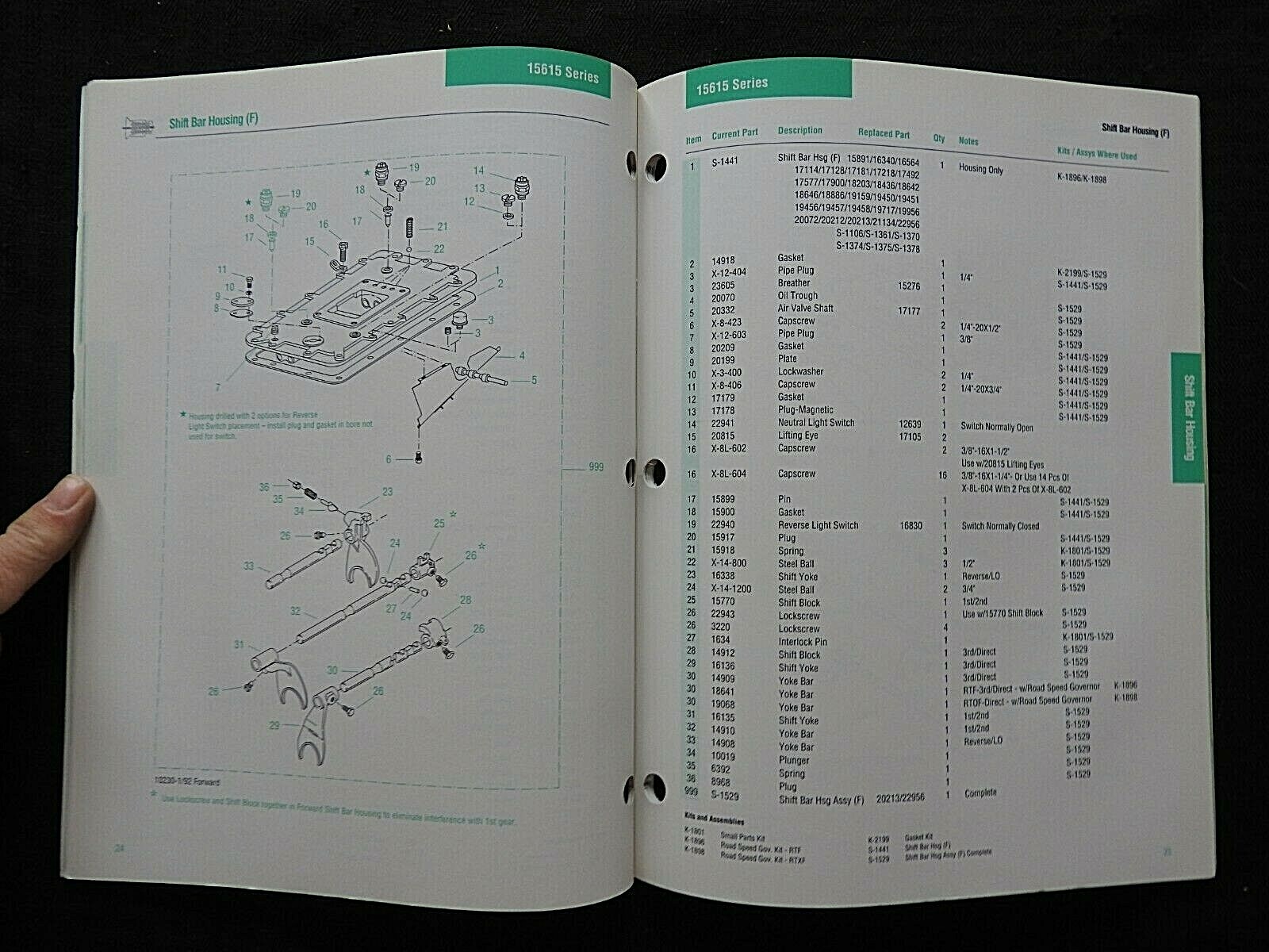 EATON FULLER ROADRANGER RT RTO RTX RTOF 15615 SERIES TRANSMISSION PARTS ...