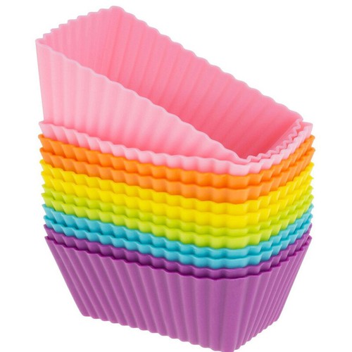 6PCS Cake Mold Silicone Rectangle Cake Mould Soft Muffin Cupcake Liner ...