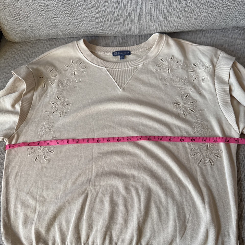 Democracy Long Sleeve Cream Sweater Size L | eBay