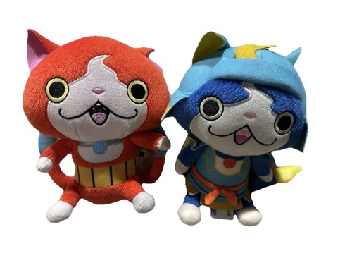 2 Yo-Kai Watch Orange JIBANYAN & Blue Shogunyan HASBRO Stuffed Plush ...