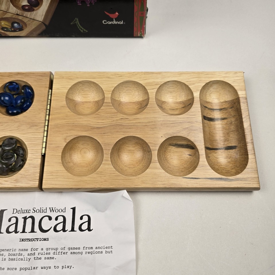 Vintage 1996 Mancala Solid Wood Board Game Complete 48 PCs By Cardinal ...