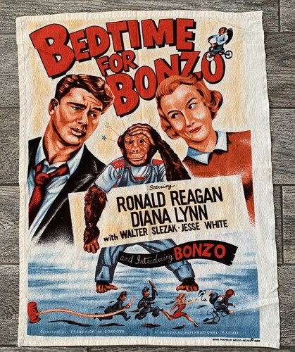 Vtg Cloth Movie Poster "Bedtime for Bonzo" Ronald Reagan Diana Lynn ...