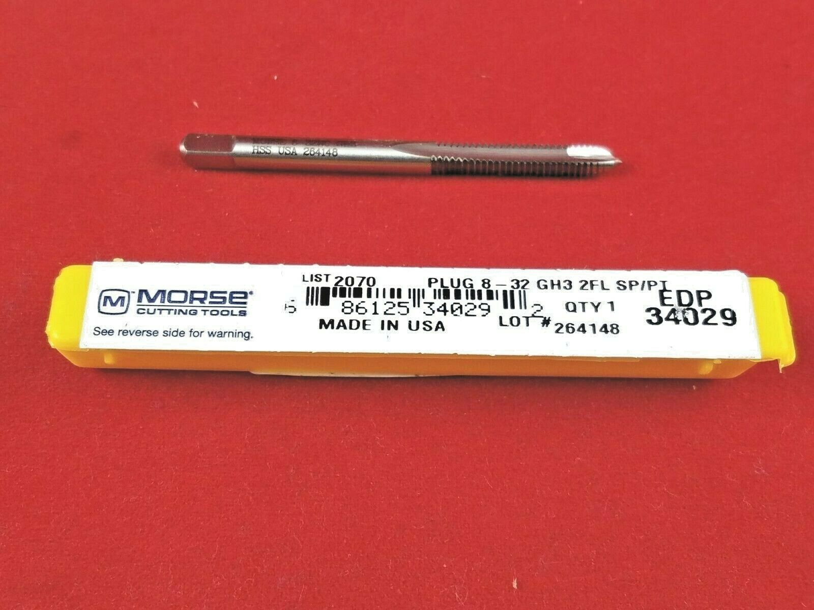 8-32 8/32 NC 2FL Spiral Point Plug Tap Morse MT3634029 Power Tap USA ...