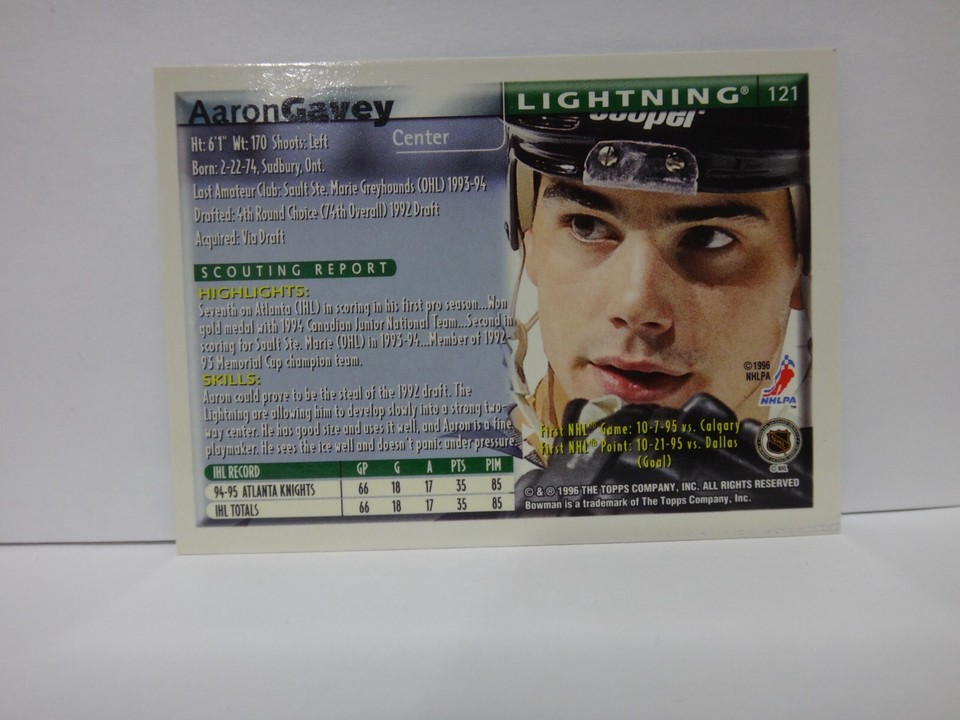 1995-96 Bowman Foil Aaron Gavey #121 | eBay