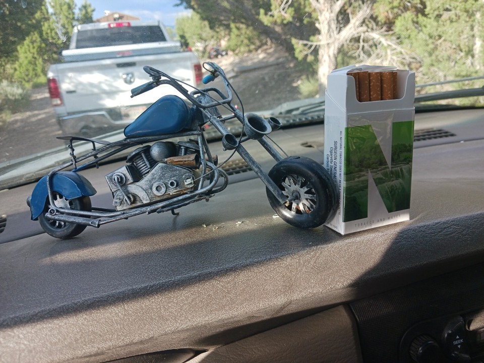 Vintage Blue Metal Chopper / Motorcycle Collectible | eBay