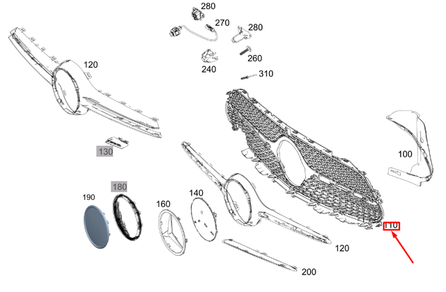 Kühlergrill Mercedes-Benz A2578852402 Kühlergitter Frontgrill online ...