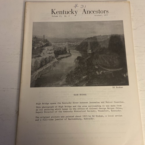 Kentucky Ancestors (KY Historical Society) October 1977 Vol 13 #2 | eBay
