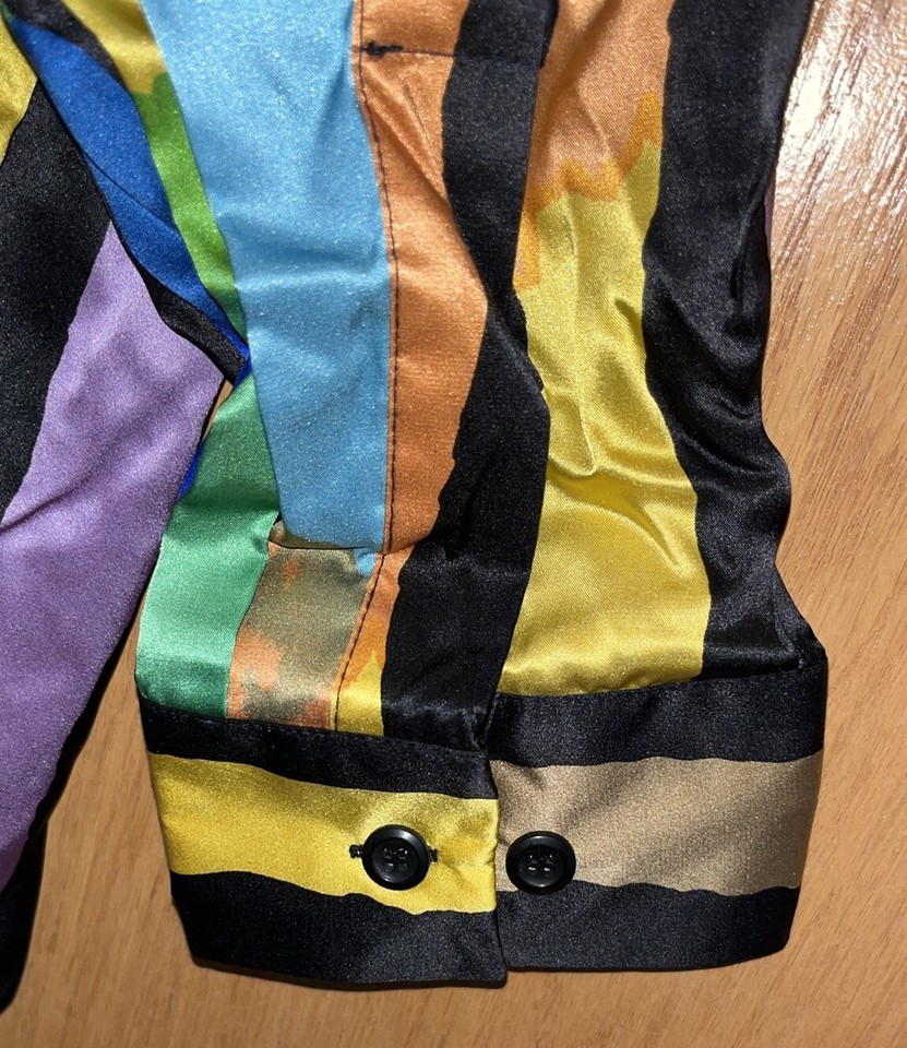 GENELLI 100% PURE SILK Long Sleeve SHIRT / COLORFUL / MEN’S size XXL ...