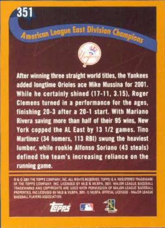 2002 Topps #351 New York Yankees NM-MT Yankees ID:81381 | eBay