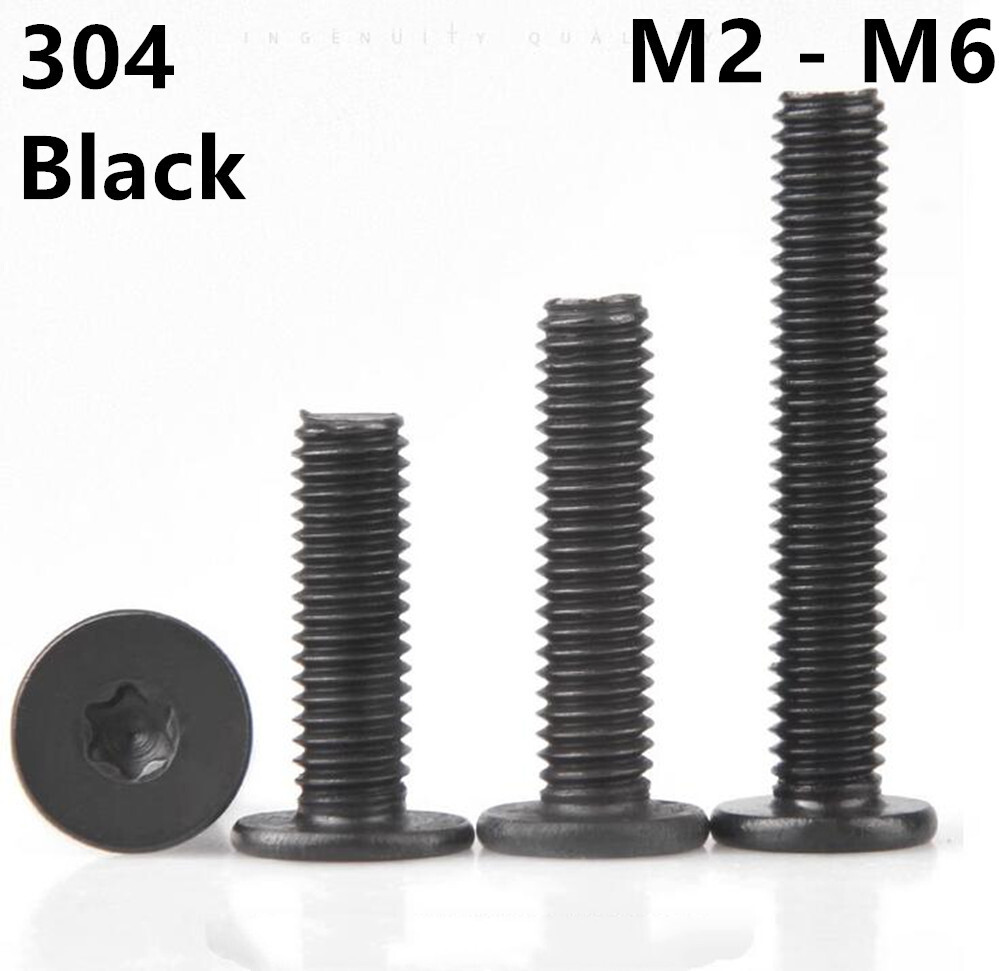 Black 304 Stainless Steel Torx Socket Utrathin Flat Head Screws M2 M3 ...